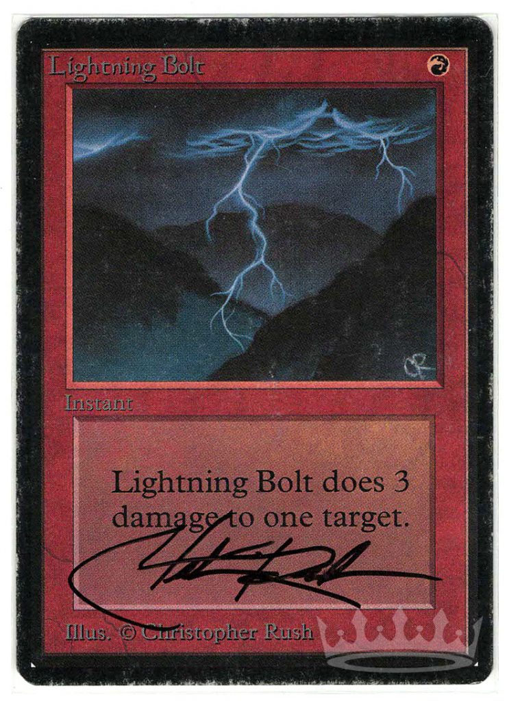 Lightning Bolt (Beta HP, signed) – MTGKingpin