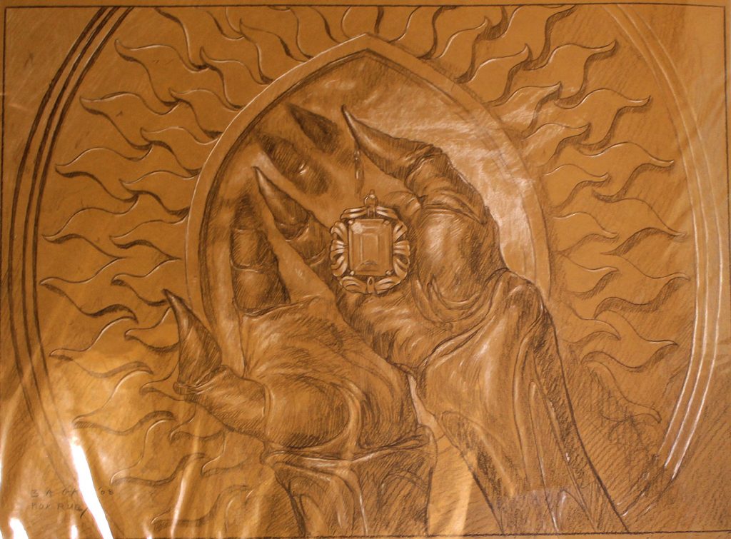 Mox Ruby Original Magic: The Gathering Art (Prelim Sketch) – MTGKingpin